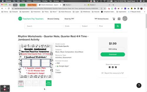 Rhythm Worksheets - Quarter, 8th, 16th COMBOS 2/4 Time - Jamboard & EASEL