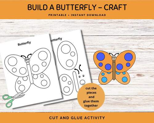 Build a Butterfly Activity, Cut and Glue Printable for Kids, Preschool ...