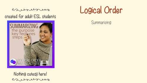 Logical Order Writing Activity - Summarizing by Rike Neville | TPT