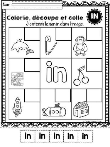 French Color, Cut and Paste the Sound/ Colorie, découpe et colle le son