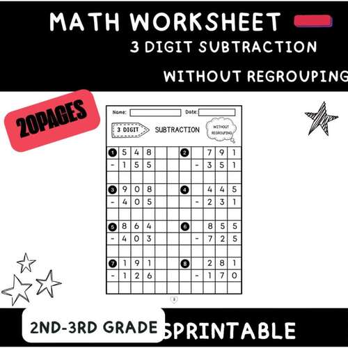 3-Digit Subtraction Without Regrouping: Structured Practice for Grades 2-3