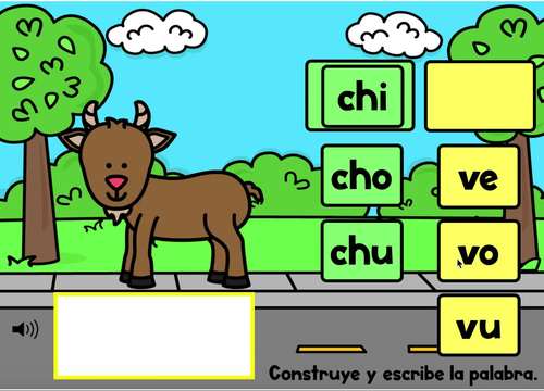 Boom Cards- Palabras de dos sílabas- Construye y escribe | TpT