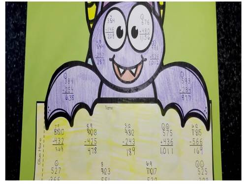 Addition and Subtraction Wrap Craft Halloween: With and Without Regrouping
