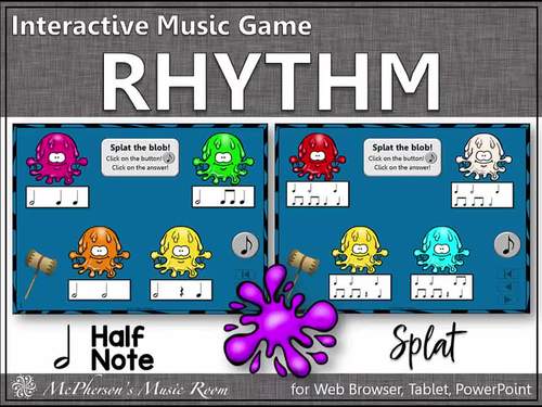 Elementary Music Interactive Rhythm Game Half Notes {Splat} by Linda ...