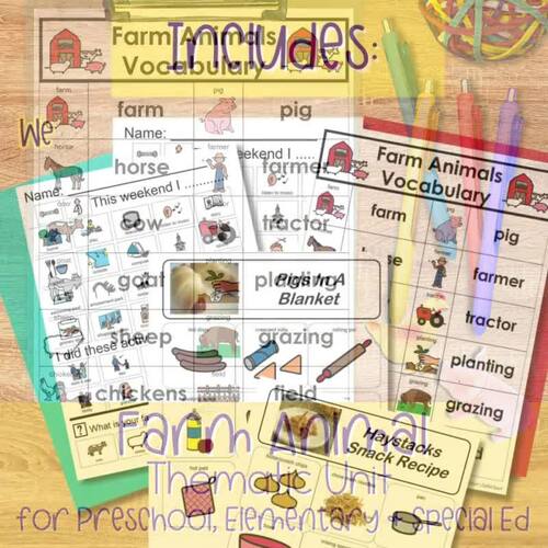 Farm Animals Thematic Unit for Preschool, Elementary, and Special Education