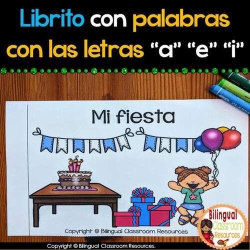 Librito con palabras con las letras "a" "e" "i"-Spanish reader with "a ...