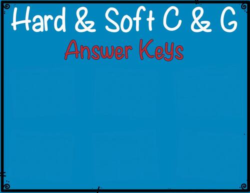 Hard & Soft C & G Sound Phonic Worksheets Answer Sheets Included