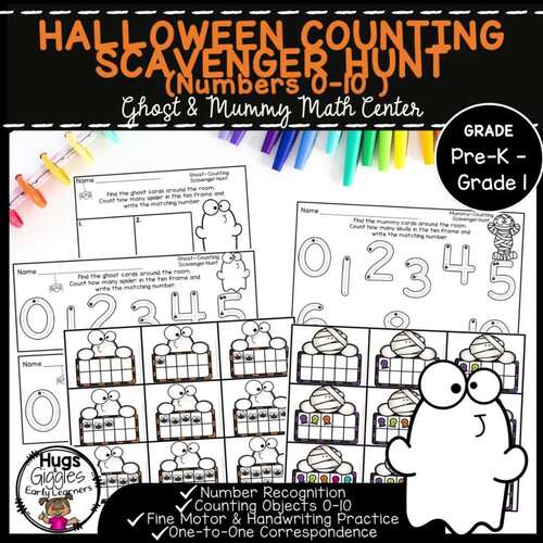 Halloween Counting Scavenger Hunt| Numbers 0-10| Ghost & Mummy Math ...