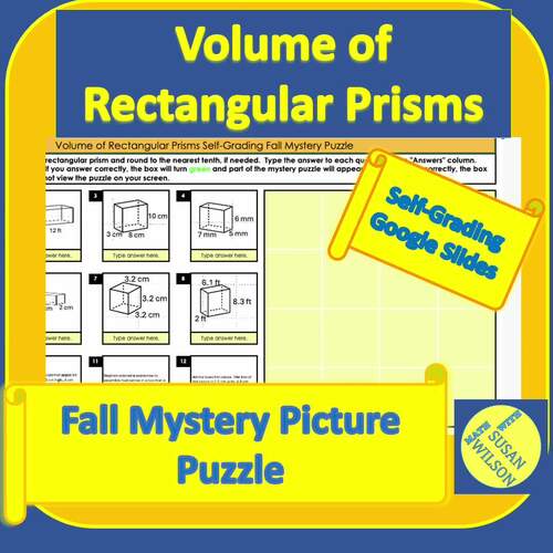Volume of Rectangular Prisms Self-Grading Digital Fall Mystery Picture ...