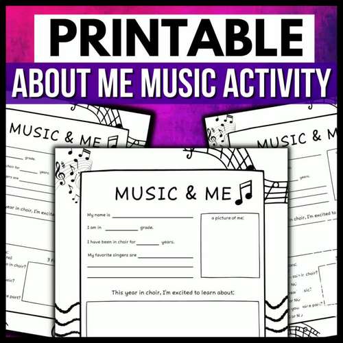 Music & Me → Student Back To School Activity | Choir, Band, General Music