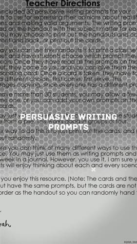 Persuasive Writing Prompts for Argument Essays with Checklist by ...