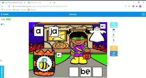 BOOM CARDS Halloween: Lectura sílabas | Digital Reading Game in Spanish