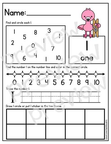 Preschool Numbers 0-10 Trace Write Find Math Worksheets - Animals ...