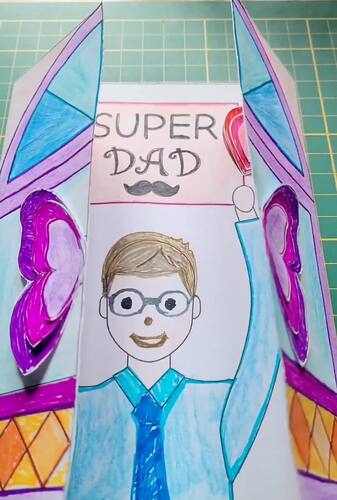 Father's day | Pop up card Template | Drawing | Coloring | Craft | Gift ...