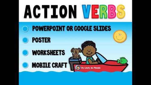 Action Verbs PowerPoint / Google Slides, Worksheets, Poster, and More!