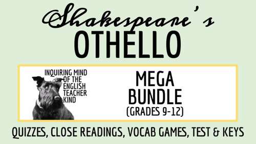 Othello Quizzes, Worksheets, Games, and Test | Shakespeare Activities ...