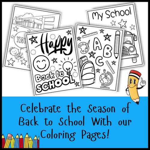 Back to School Season Coloring Pages Set - Beginning of the School Year ...