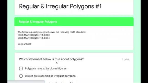 Regular & Irregular Polygons Google Classroom™ 4 Pack -5th Grade {5.G.3 ...
