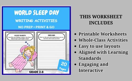 World Sleep Day Activities | Health & Wellness Writing | Grades 2-8