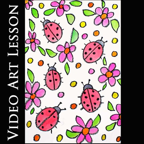 SPRING GARDEN LADYBUGS Art Lesson | EASY Directed Drawing & Painting ...