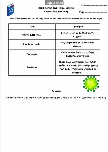Magic School Bus Inside Ralphie - Germs Worksheet Resources by Learning ...
