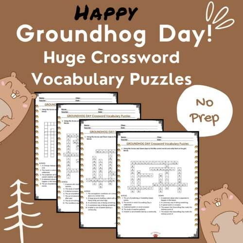 Groundhog Day Activities Vocabulary Puzzles 6 Huge Crossword Puzzles ...
