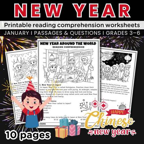 New Year Around the World Reading Comprehension Worksheets, Global ELA ...