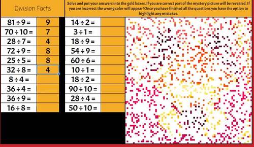 Division Facts Chinese New Year 2022 Pixel Art by Pick Up and Go Resources