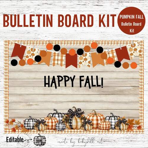 Happy Fall Pumpkin Bulletin Board Kit | Cute Autumn Classroom & Door Decor