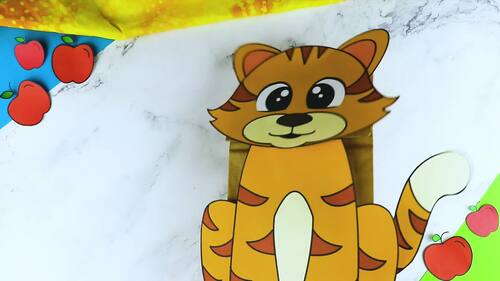 Cat Paper Bag Puppet Instant Printable Template Craft by Simple Mom Project