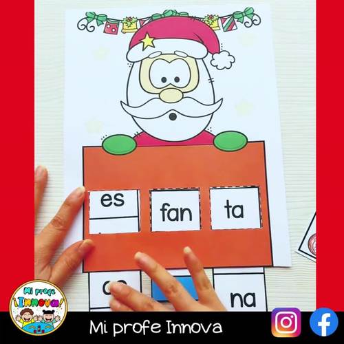 Spanish Christmas Activities - Literacy - Actividades de Navidad - Sílabas