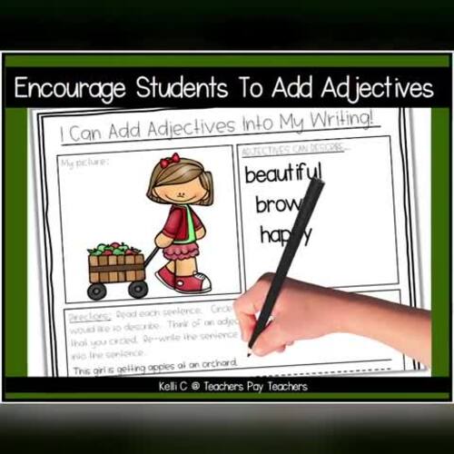Adding Adjectives to Sentences Fall Prompts 1st Grade Writing Sentences