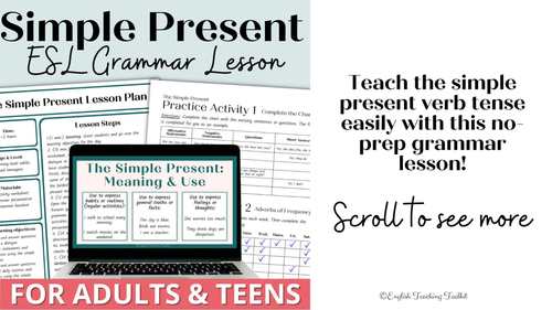 Adult ESL English Grammar Lesson Plan & Activities - Simple Present ...