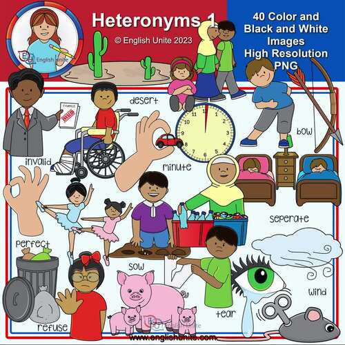 Clip Art - Heteronyms Bundle by English Unite Clip Art | TPT