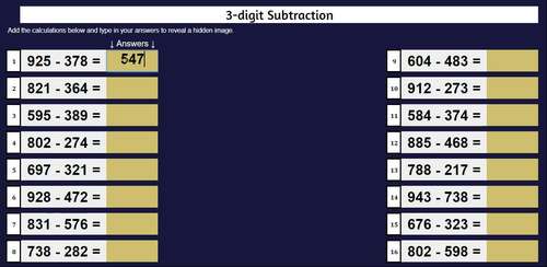 NO PREP - Optical Illusion 3-digit Subtraction Digital Jigsaw Puzzle Reveal