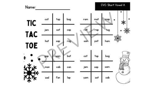 Winter Tic Tac Toe: Phonics Fluency Game! | 27 Skills Included | TPT