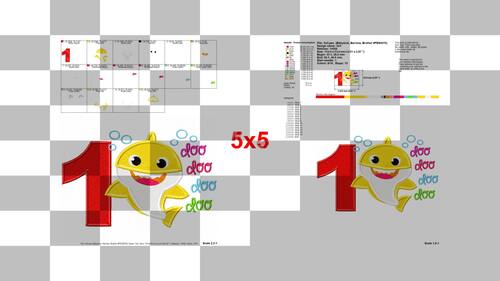 Baby Shark doo doo doo doo Birthday Number 1 Fill Machine Embroidery ...