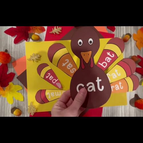 Rhyming Turkeys Literacy Center | Fun Fall Thanksgiving CVC Word Activity