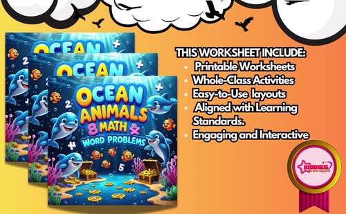 Ocean Animals Math Addition, Subtraction Activities 2nd,3rd,4th,5th,6th ...