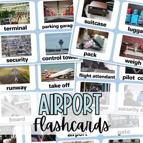 Airport and Airplane Vocabulary Flashcards for ESL Speech with Real ...