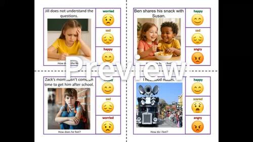 Identifying Feelings | Emojis | Clip/Task cards | Real Images | TPT
