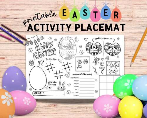Easter Activity Placemat by Printables and Things | TPT