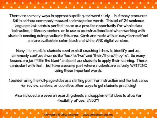 Homophones & Commonly Misspelled Words Task Cards - Frequently ...