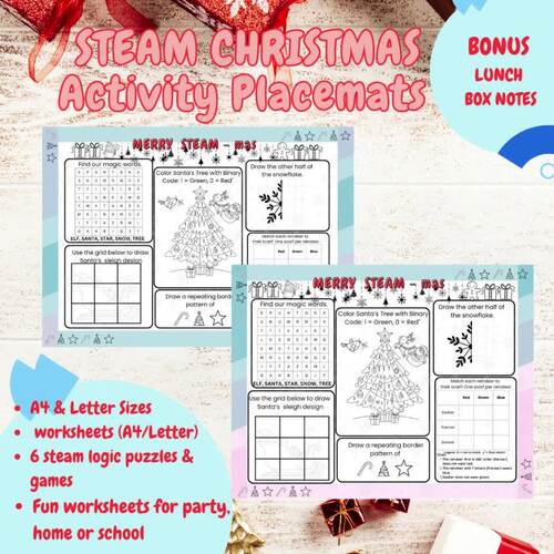 Christmas STEAM Activity Placemat | Holiday STEM & Logic Puzzles