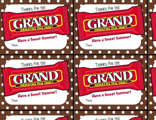 100 Grand Chocolate End of Year Gift Tag-Thanks for the GRAND memories ...