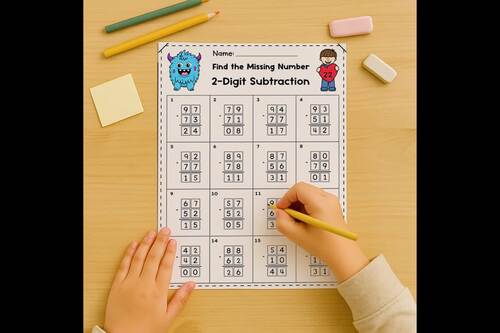 Find the Missing Number – 2-Digit / Double-Digit Subtraction 60 Pages ...