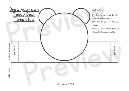 Teddy Bear Coloring Page Crown Craftivity & Teddy Bear Picnic Activities