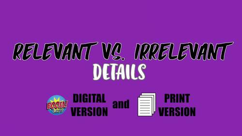 Relevant vs. Irrelevant Details Worksheets (no prep) by Speech Time Fun