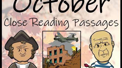 October Close Reading Comprehension Passages | 3rd Grade & 4th Grade
