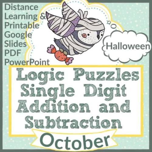 Dollar Deal Math Logic Puzzles Single Digit Addition Subtraction Halloween
